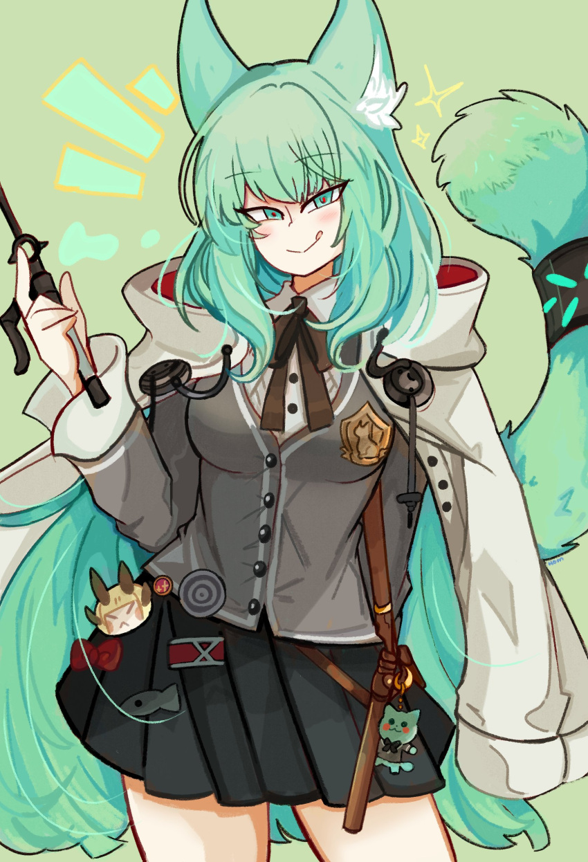 Safebooru - 1girl :p absurdres animal ear fluff animal ears arknights black skirt bow bowtie ...