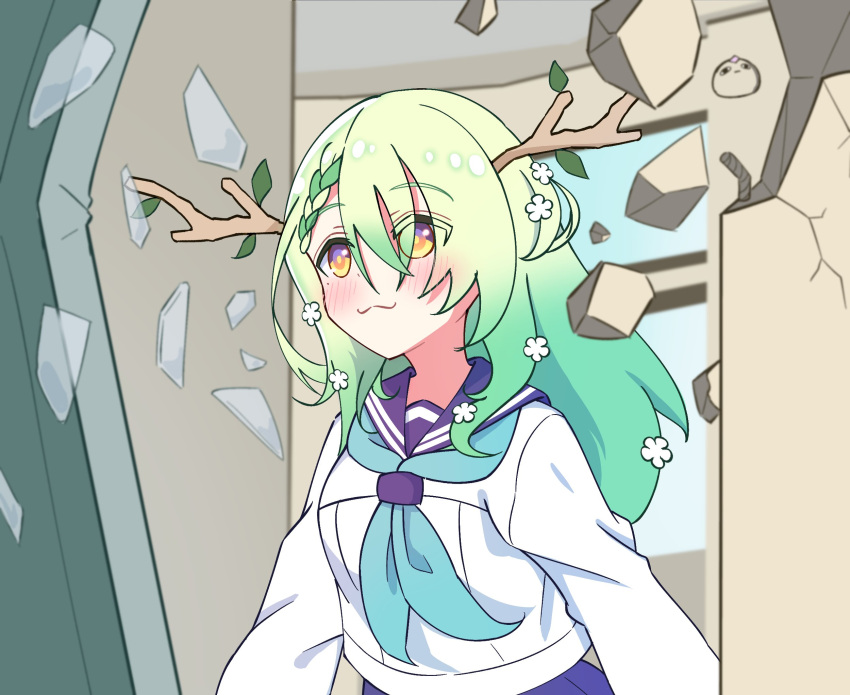 Safebooru 1girl 3 Alternate Costume Antler Ribbon Antlers Blush 8935