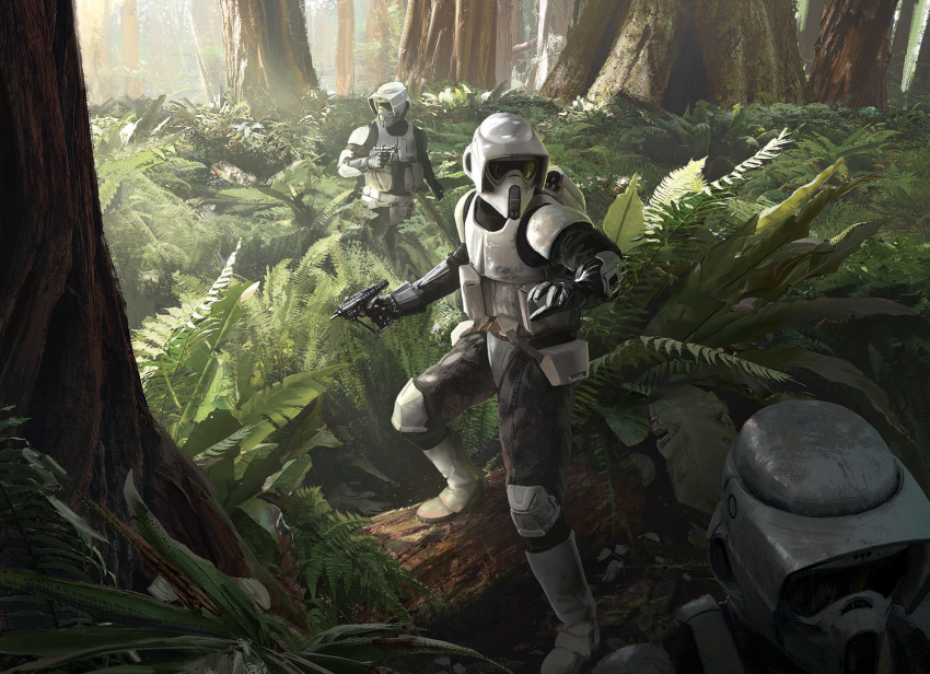 Safebooru - 3boys armor blake rottinger day endor fern forest gun ...