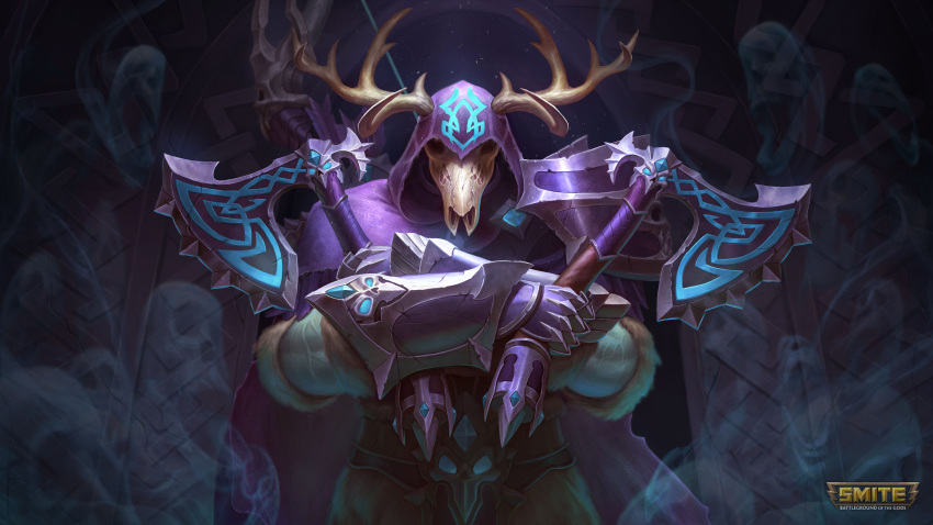 Safebooru - absurdres antlers axe copyright name deer skull dual ...