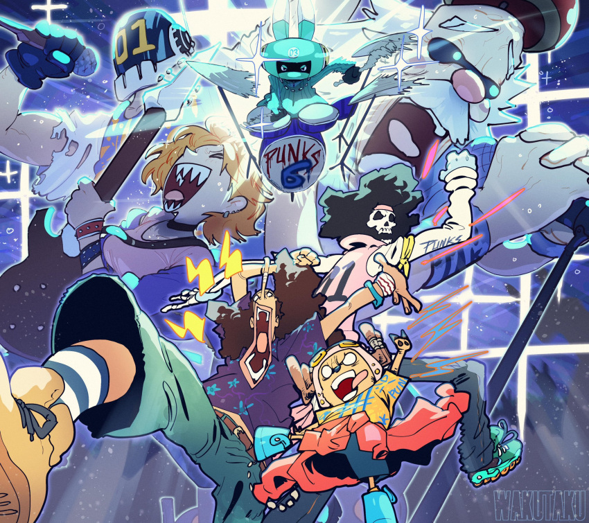 Safebooru - 1girl 6+boys afro artist name black hair blonde hair brook ...