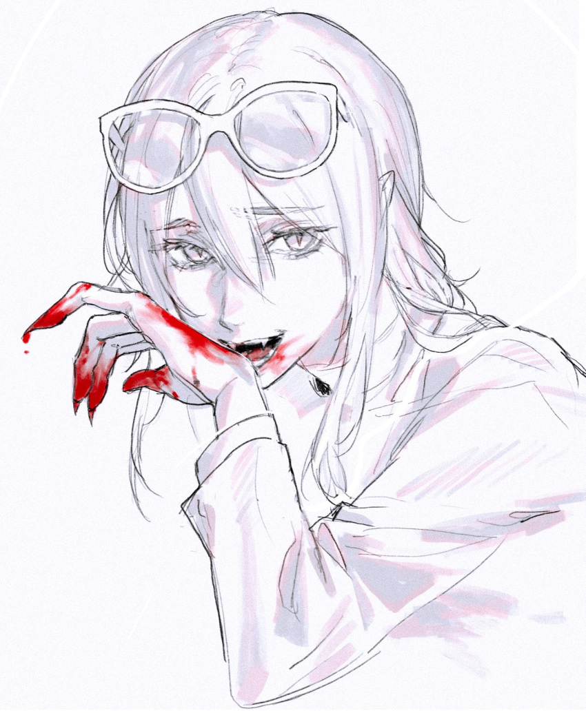Safebooru - 1girl blood blood on hands copyright request eyewear on ...