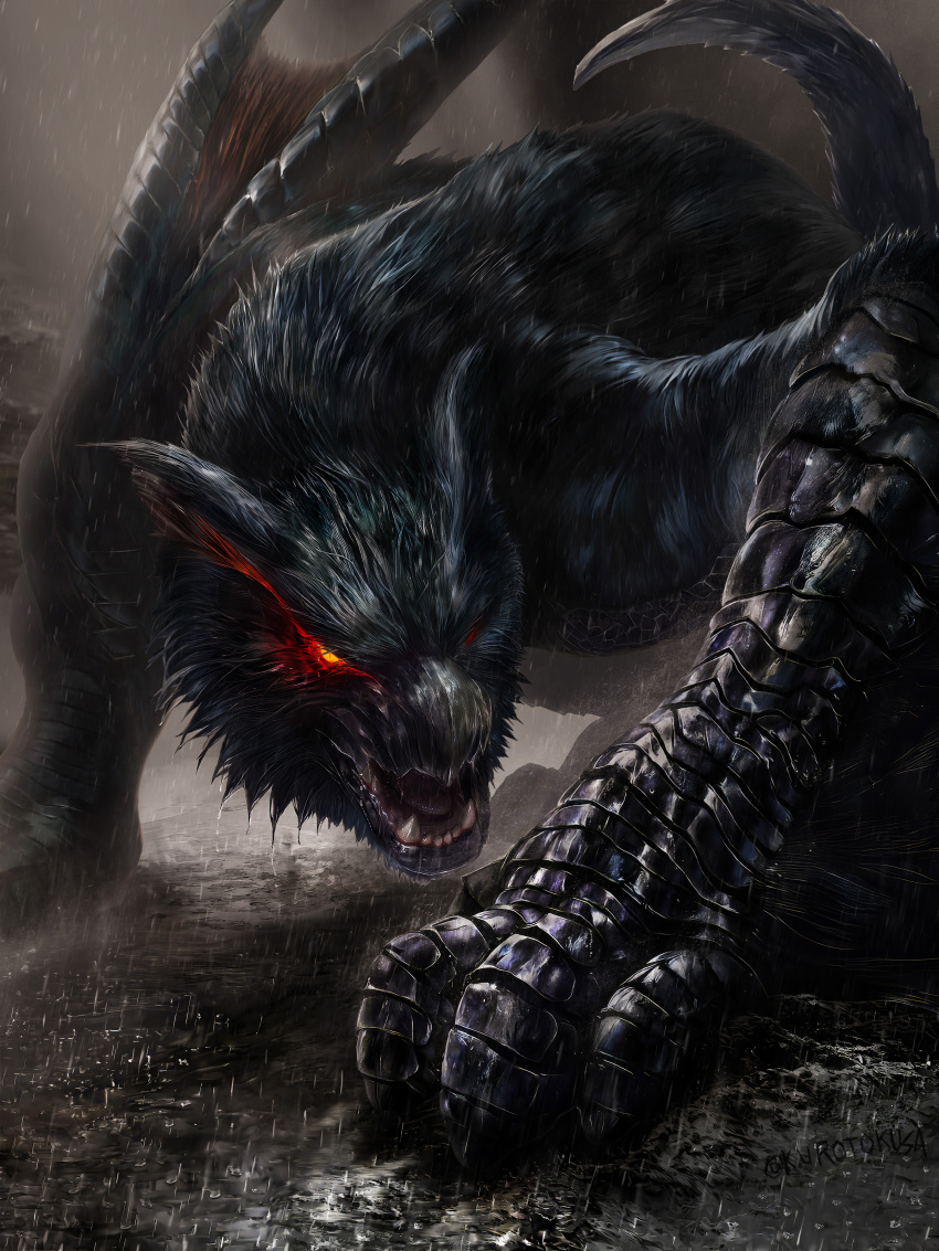 Safebooru - absurdres black hair claws dragon glowing glowing eyes ...