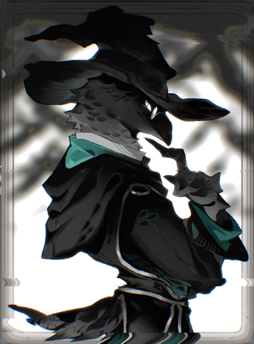 Safebooru - 1boy beak bird boy bird tail black coat black hat character ...
