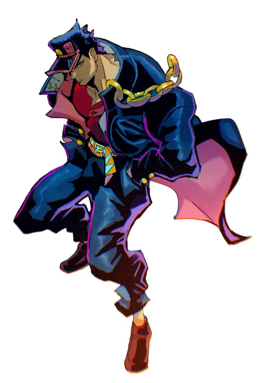 Safebooru - 1boy banchou black hair chain coat delinquent ...