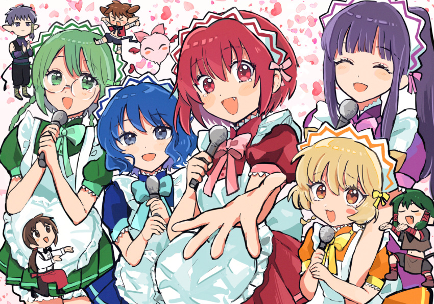 Safebooru - 4boys 5girls aizawa mint androgynous apron asaka keiichirou ...