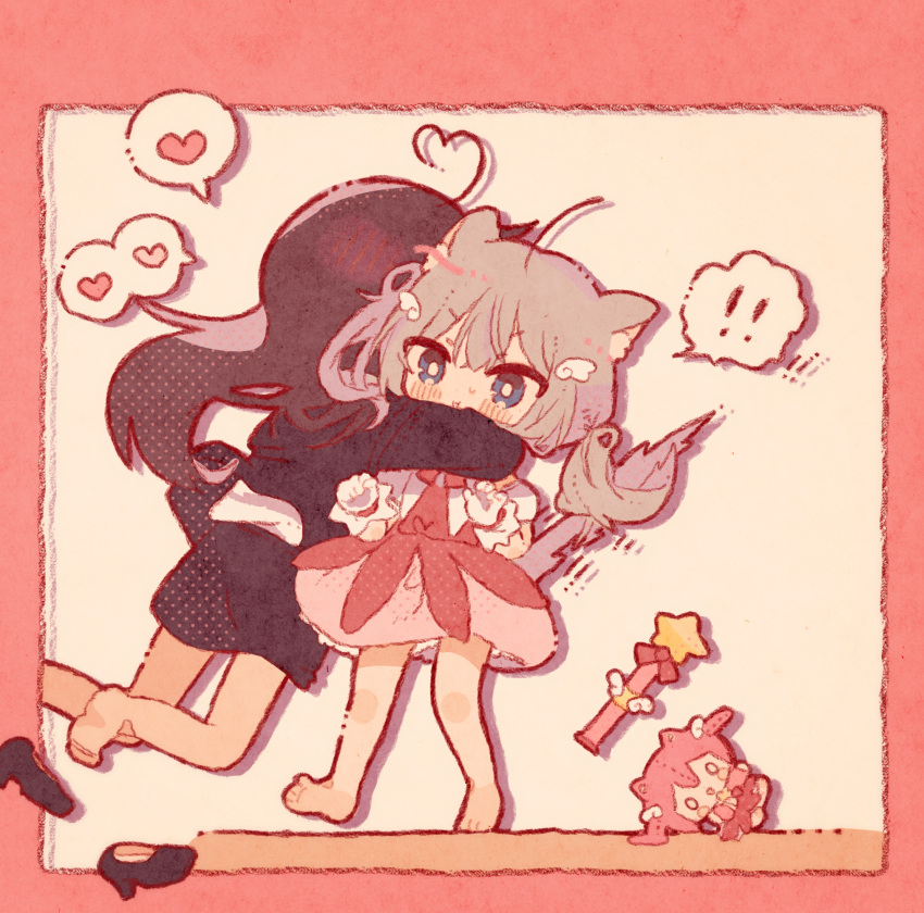 Safebooru - ! 2girls ahoge animal ear fluff animal ears barefoot blue eyes commission feet heart ...