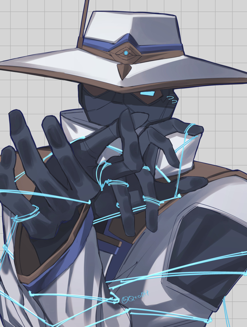 Safebooru - 1boy animification blue eyes cypher (valorant) grey ...