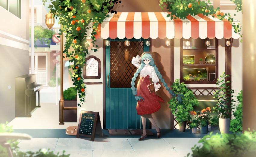 Safebooru - 1girl 6+others aqua hair arlene (final gear) artist request beret black footwear ...