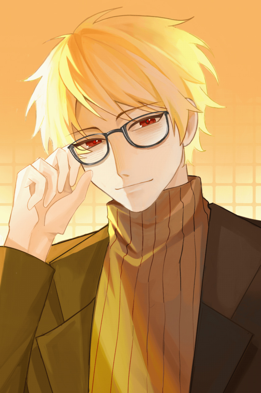 Safebooru - 1boy absurdres adjusting eyewear animated animated gif atou haruki black jacket ...