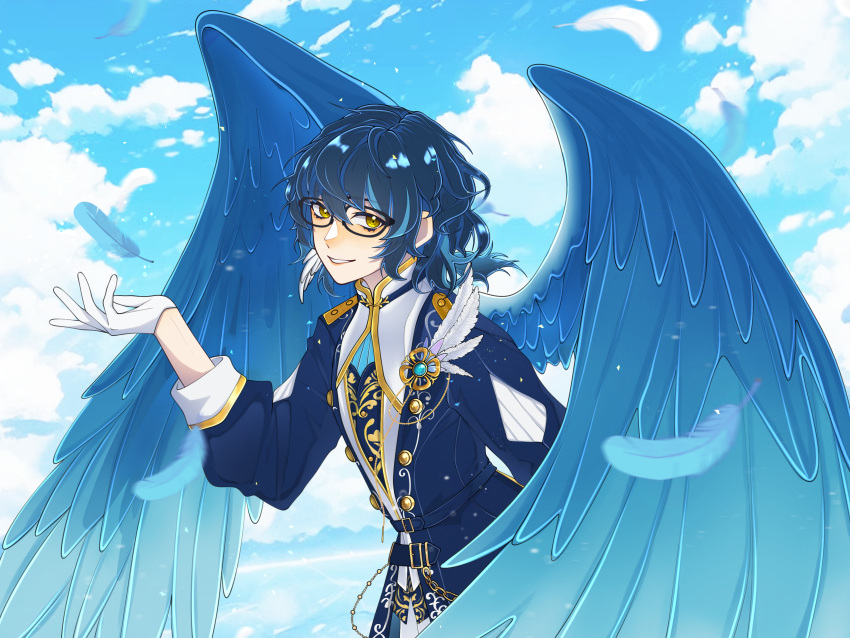 Safebooru - 1boy absurdres aoba tsumugi aqua wings belt bishounen blue ...