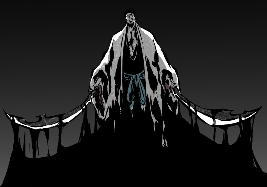 Safebooru - 1boy absurdres black background black hair black kimono ...