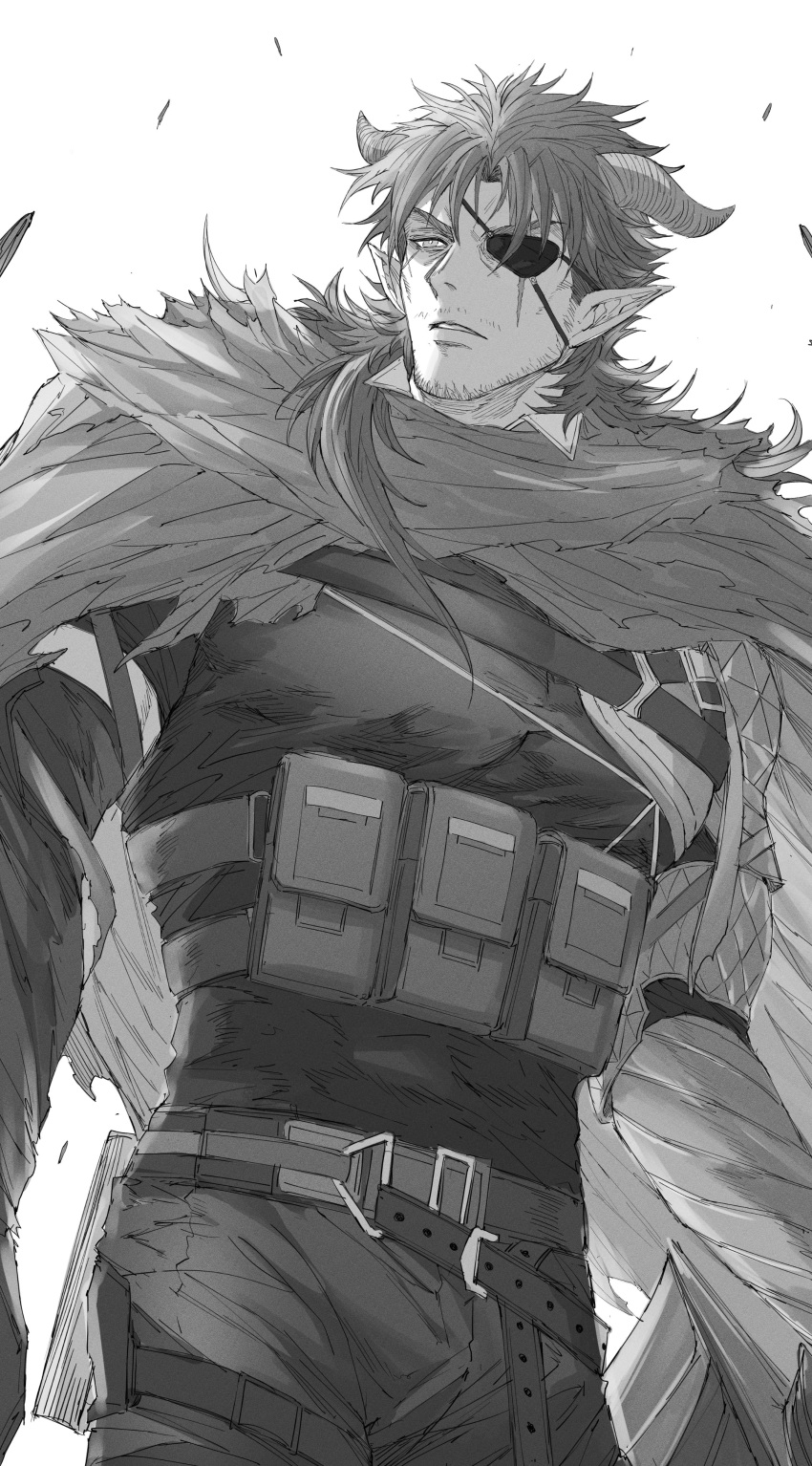 Safebooru - 1boy absurdres arknights black jacket black shirt demon boy demon horns eyepatch ...