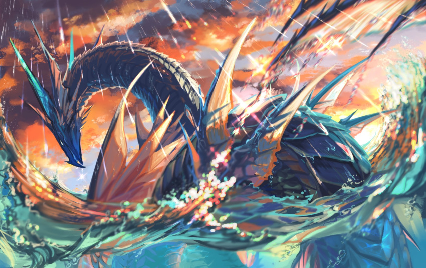 Safebooru - ao tooooo531 dawn dragon dragon horns fantasy fins highres ...