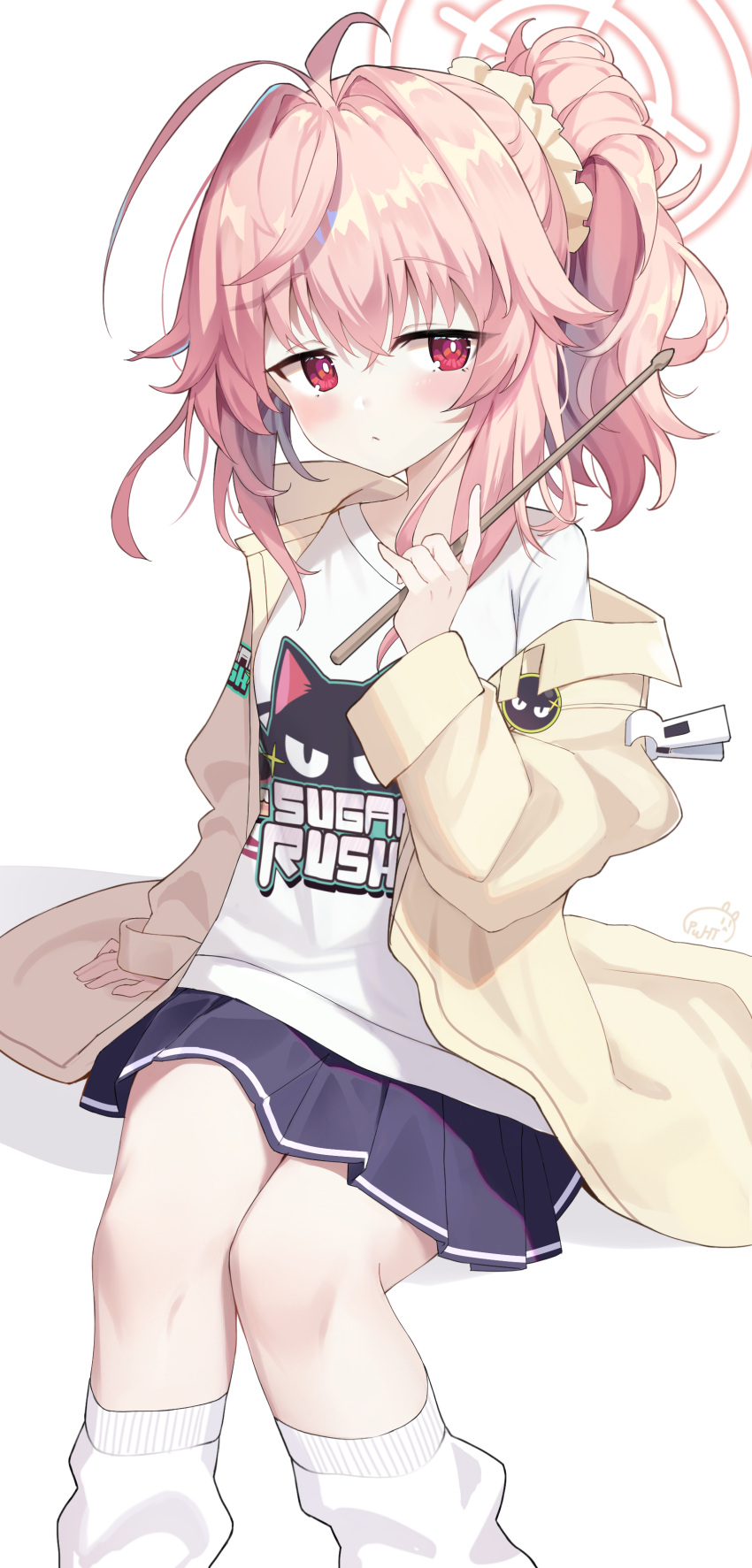 Safebooru - 1girl absurdres ahoge black skirt blue archive blush closed mouth drumsticks feet ...