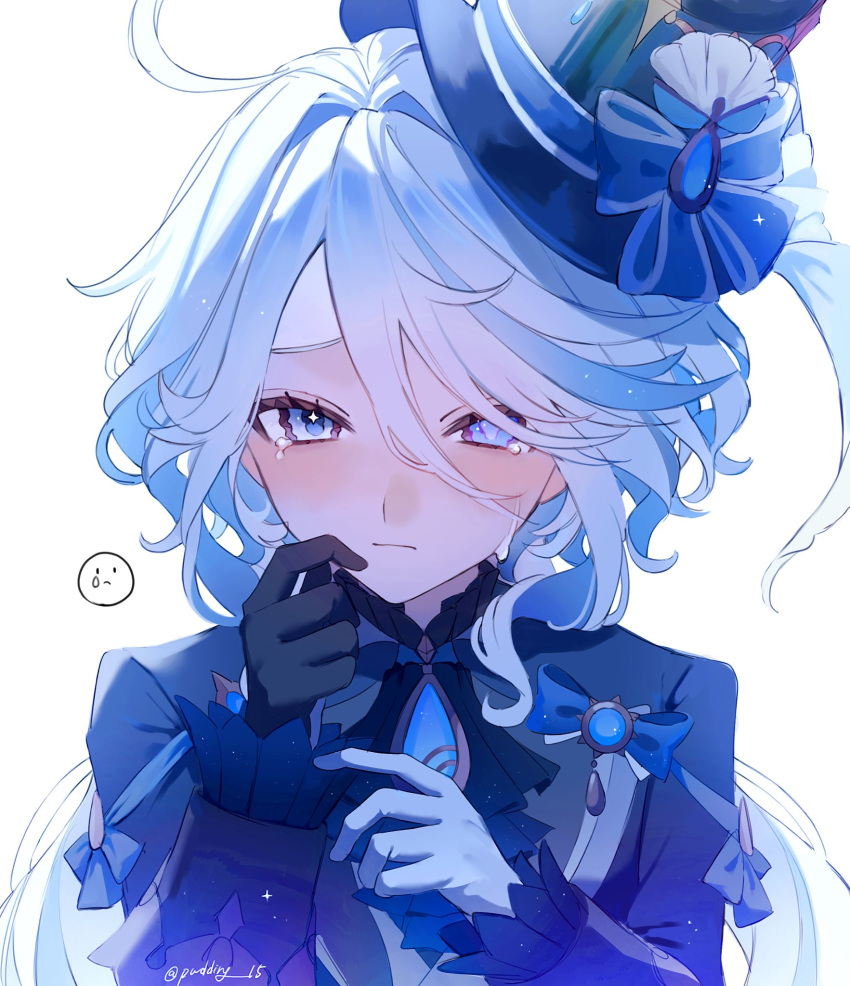 Safebooru - 1girl ahoge artist name ascot asymmetrical gloves black ascot black gloves blue bow ...