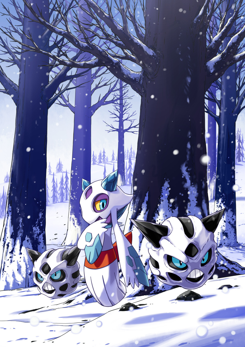 Safebooru - absurdres bare tree blue eyes colored sclera commentary ...