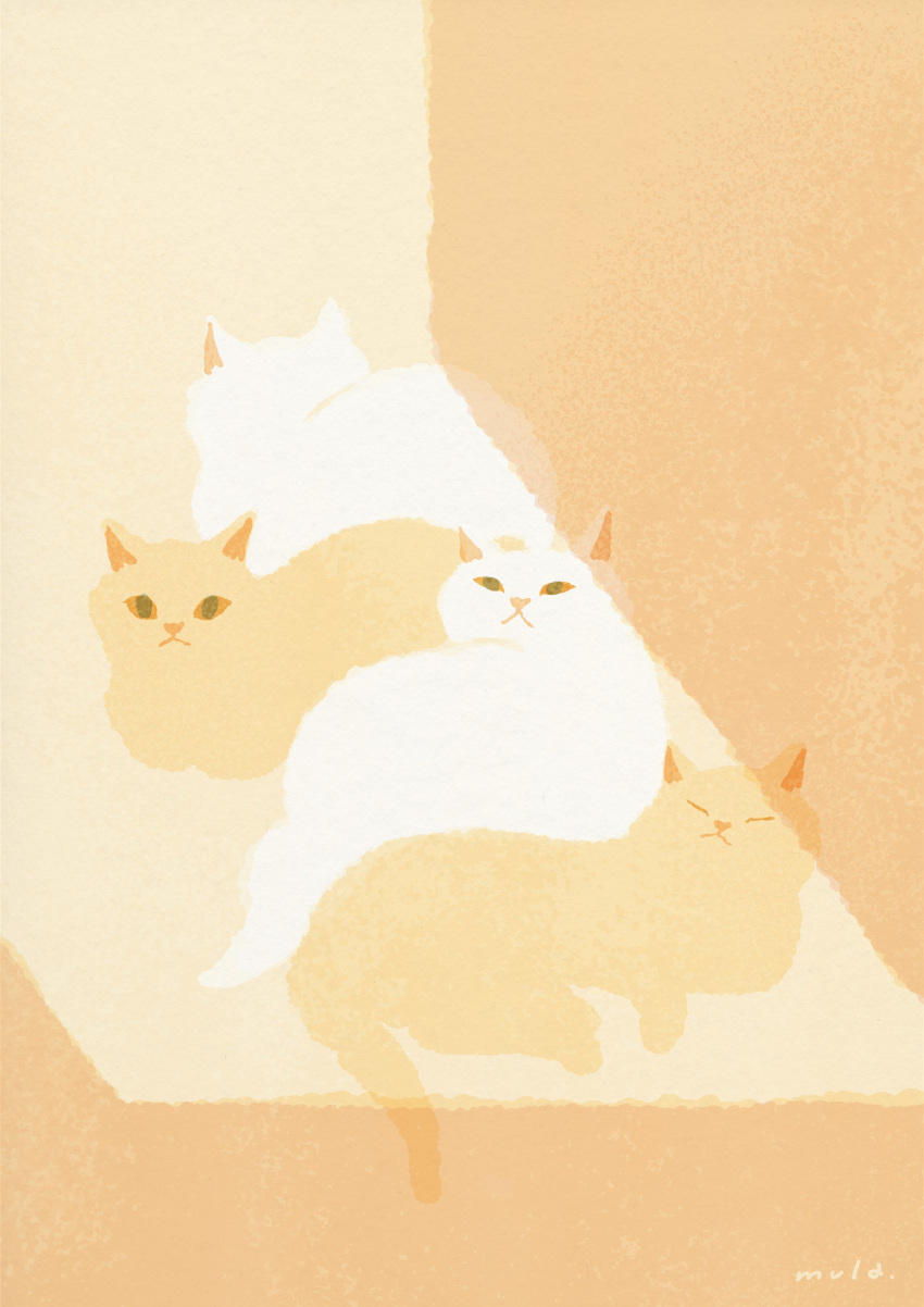 Safebooru - absurdres animal animal focus artist request brown theme cat closed eyes commentary ...