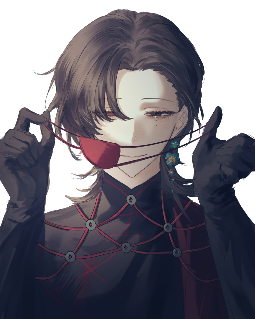 Safebooru - 1boy absurdres black eyes black gloves black hair black shirt chinese commentary chu ...