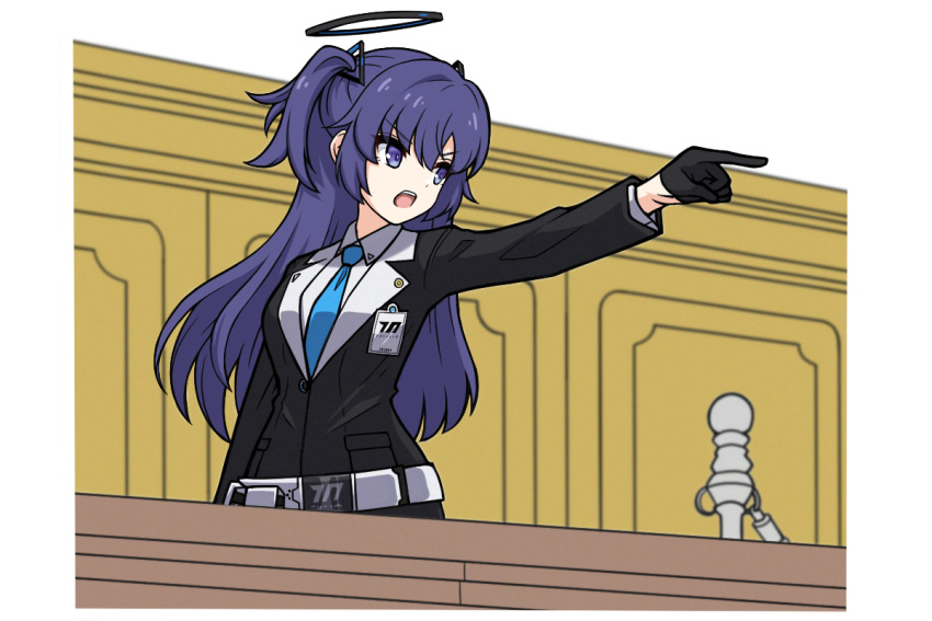 Safebooru - 1girl ace attorney black gloves black halo blue archive blue eyes blue hair blue ...