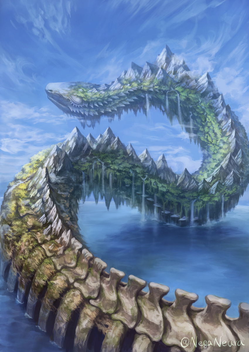 Safebooru - absurdres animal focus blue sky closed eyes clouds day ...