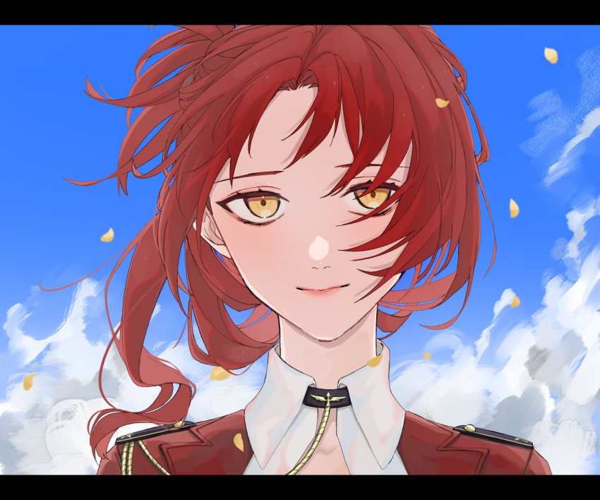 Safebooru - 1girl closed mouth clouds cloudy sky collar commentary ...