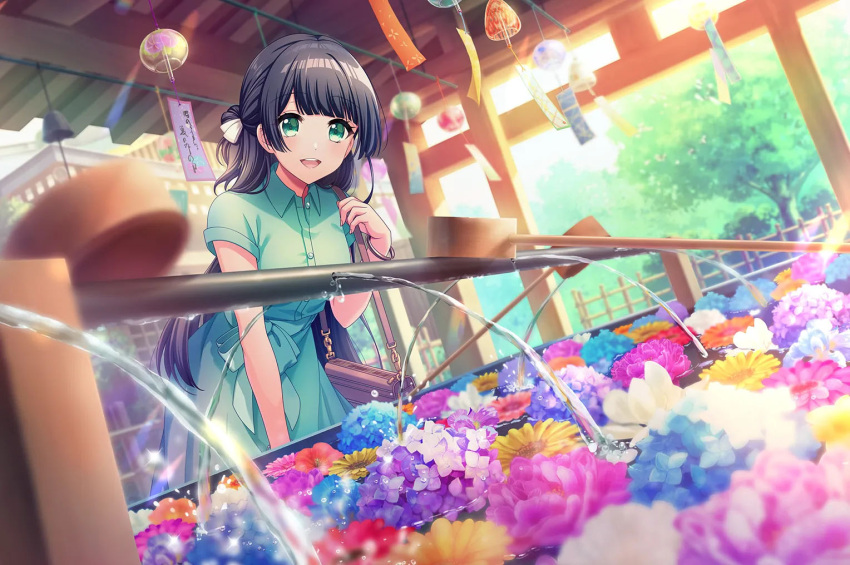 Safebooru - d4dj dress green eyes long hair purple hair smile togetsu rei | 4963570