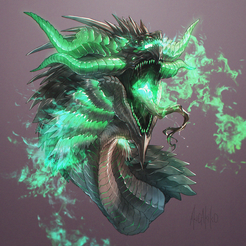Safebooru - absurdres akie (akidoygo) animal focus black scales breath ...