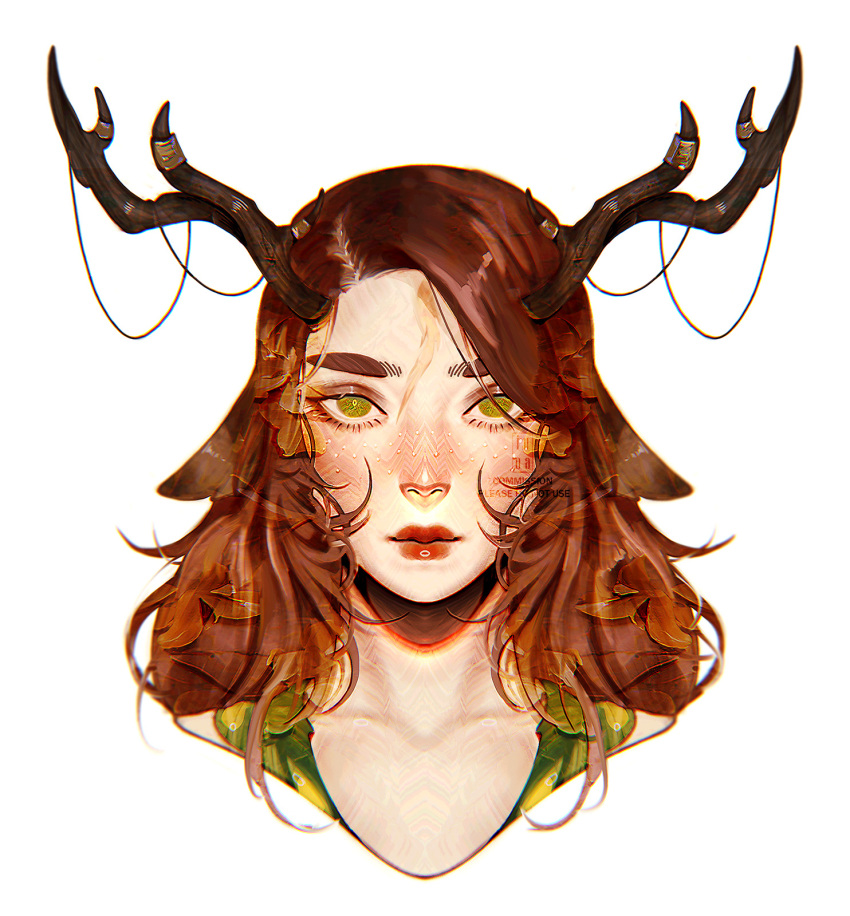 Safebooru - 1girl animal ears antler ornament antlers brown hair closed ...