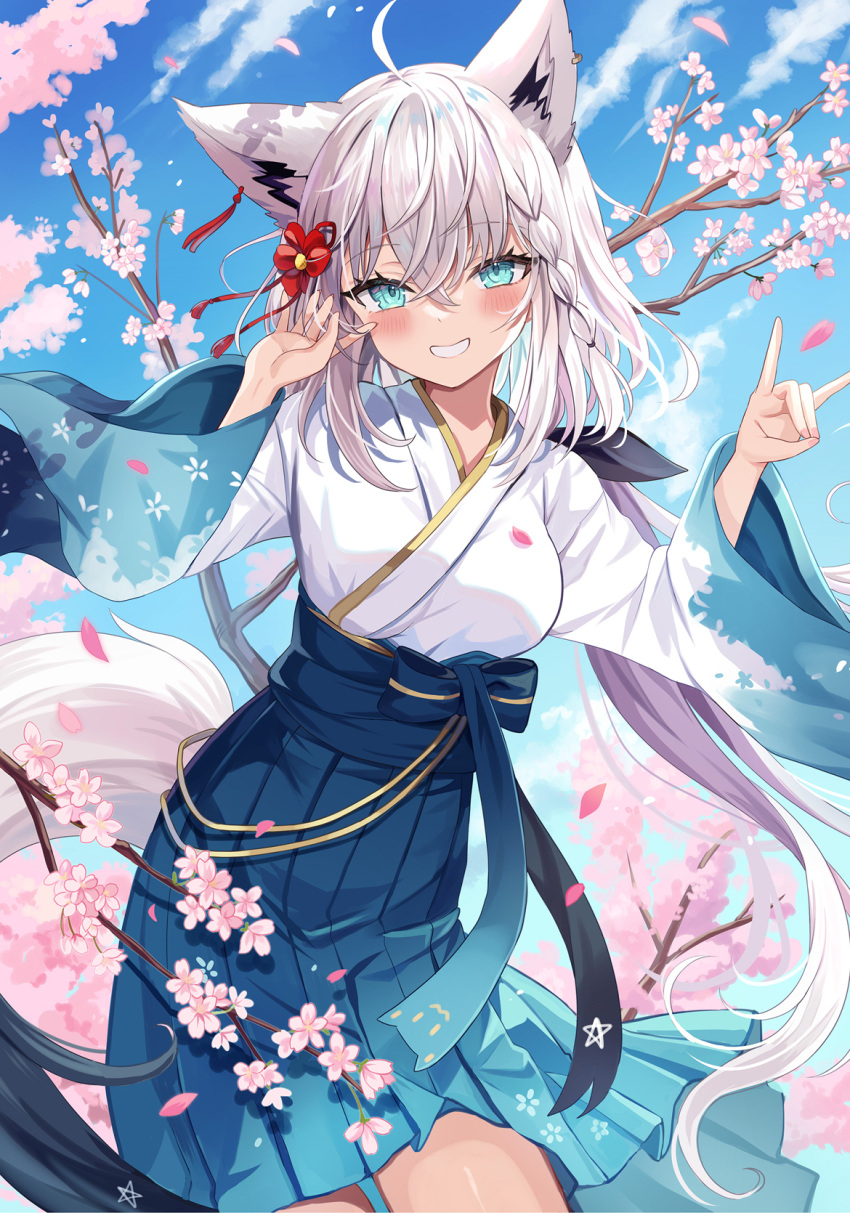 Safebooru - 1girl ahoge animal ear piercing animal ears aqua eyes black ...