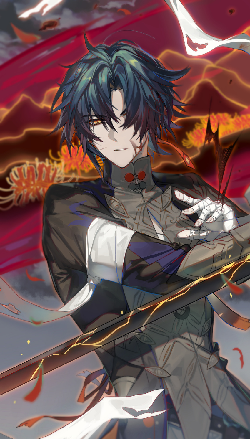 Safebooru - 1boy absurdres bandaged arm bandaged chest bandaged fingers ...