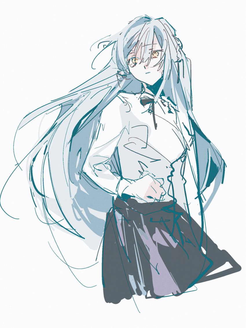 Safebooru - 1girl bang dream! bang dream! it's mygo!!!!! black ribbon black skirt blue hair ...