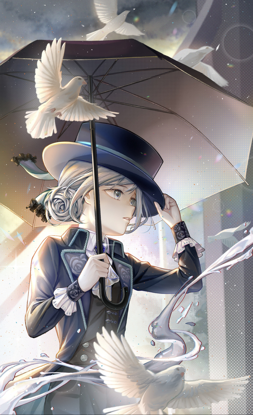 Safebooru - 1girl absurdres adjusting clothes adjusting headwear ascot ...
