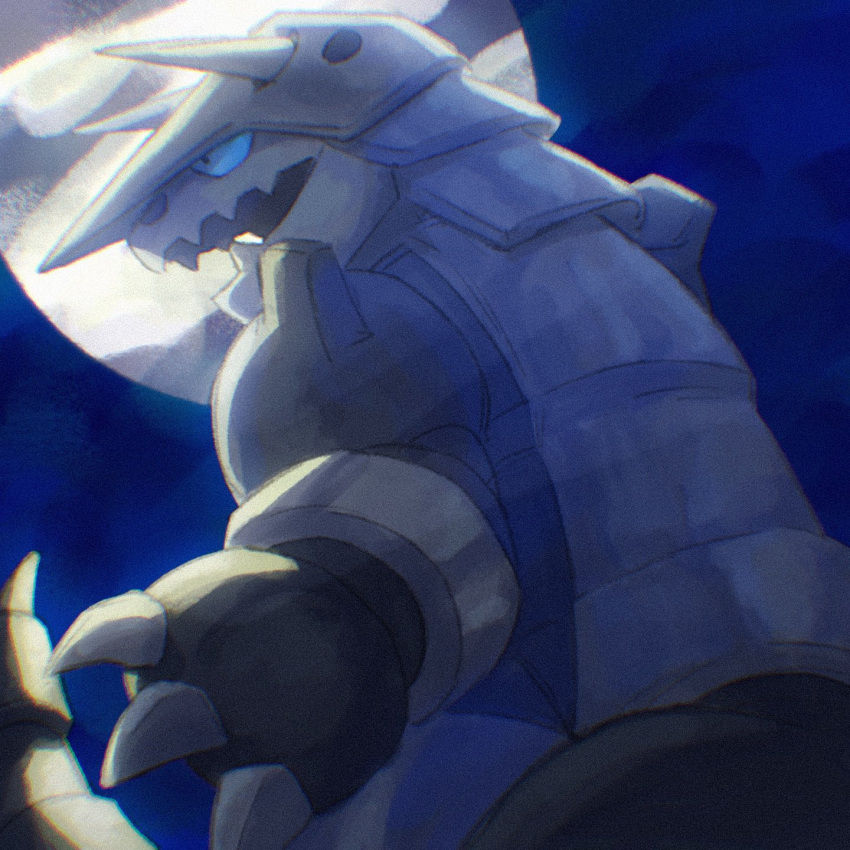 Safebooru - aggron armor blue sclera claws colored sclera from side full moon highres horns moon ...