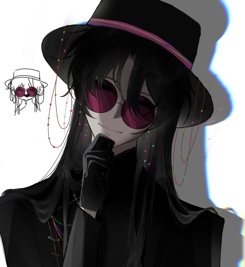 Safebooru - 1boy beads black eyes black gloves black hair black hat black shirt chinese ...