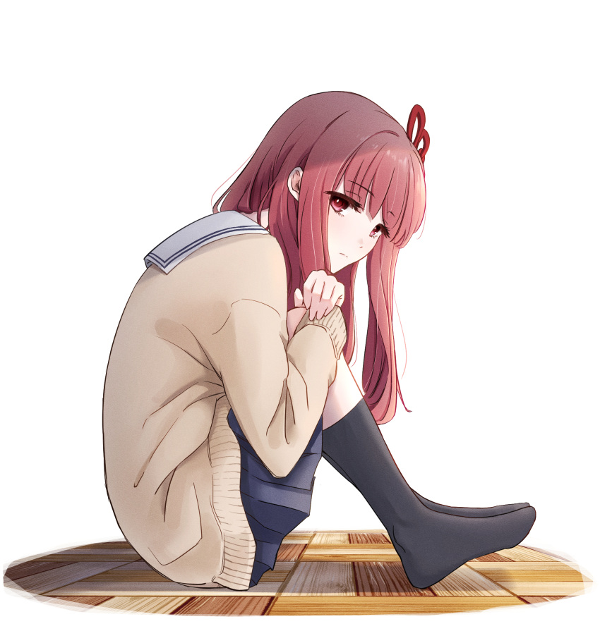 Safebooru - 1girl black socks hakushi (empty blanc) highres kneehighs kotonoha akane long hair ...