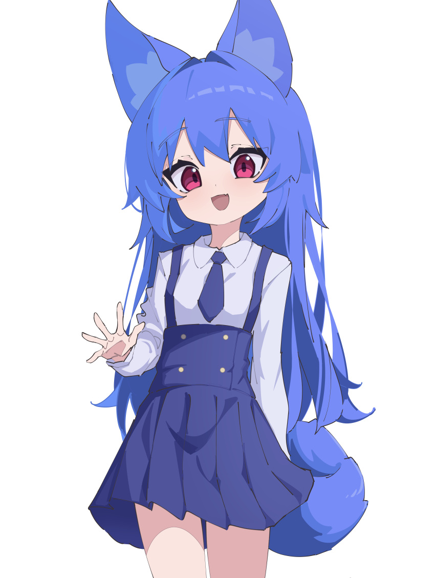 Safebooru - absurdres animal ear fluff animal ears blue hair blue skirt fox ears highres long ...