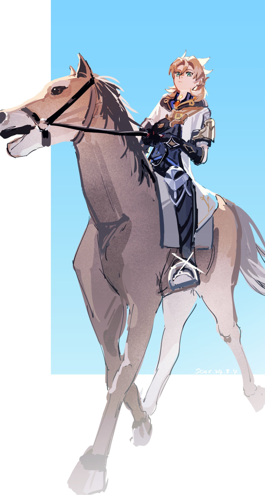 Safebooru - 1boy absurdres albedo (genshin impact) animal black gloves blonde hair from below ...