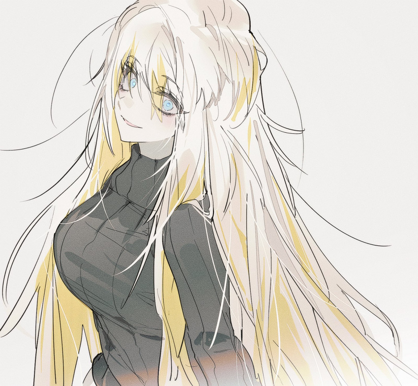 Safebooru - 1girl black sweater blonde hair blue eyes breasts faust (project moon) highres large ...