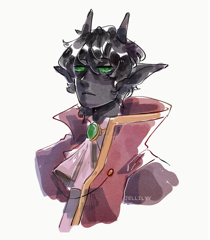 Safebooru - 1boy ascot black hair black skin closed mouth coat colored ...