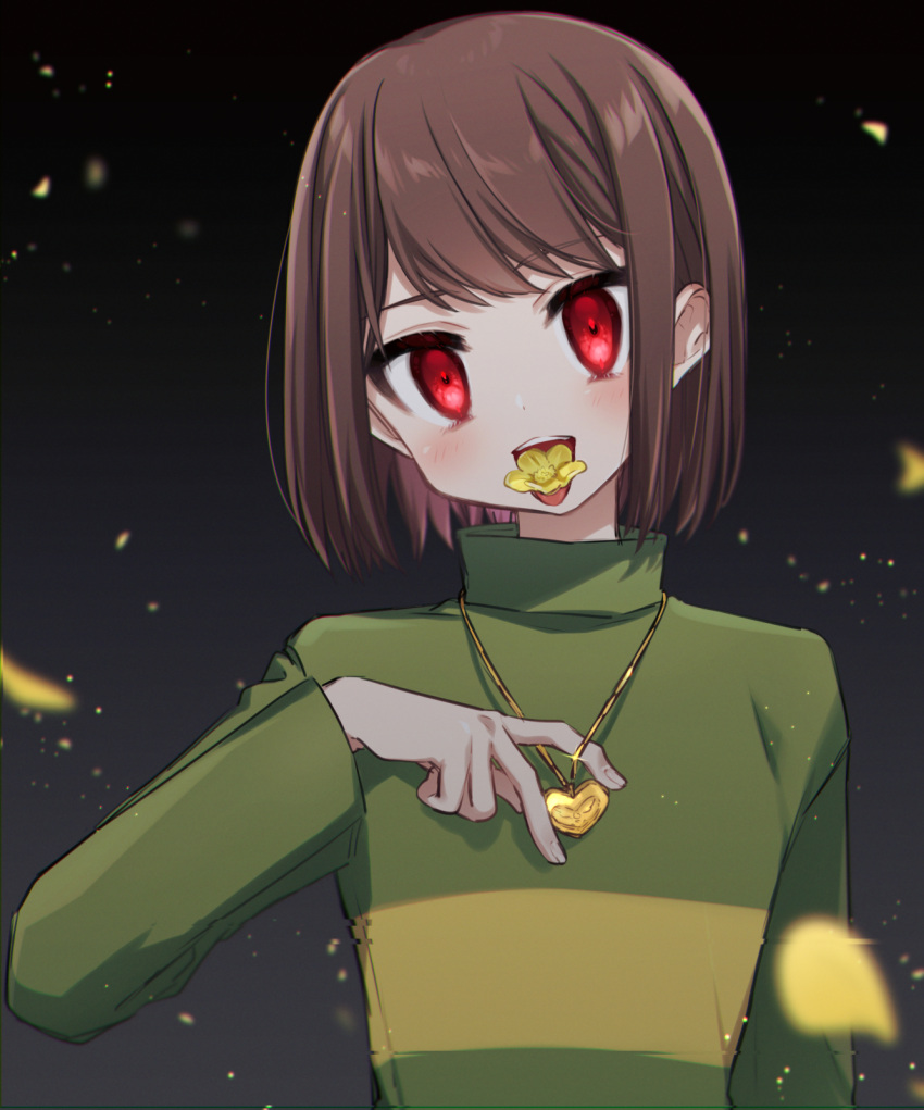 Safebooru - 1other arm at side black background blush bob cut brown ...