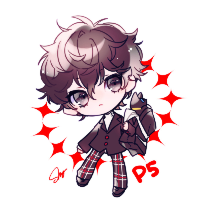 Safebooru - 1boy amamiya ren bag black eyes brown footwear brown hair ...
