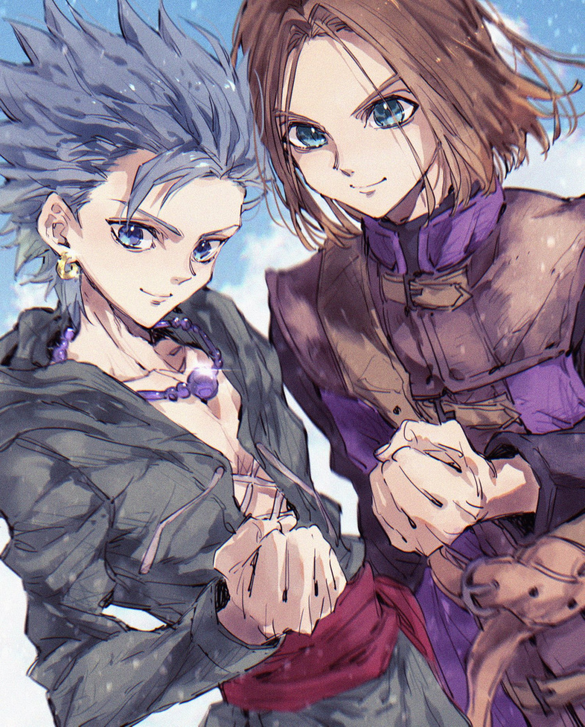 Safebooru - 2boys blue eyes brown hair camus (dq11) clenched hand ...