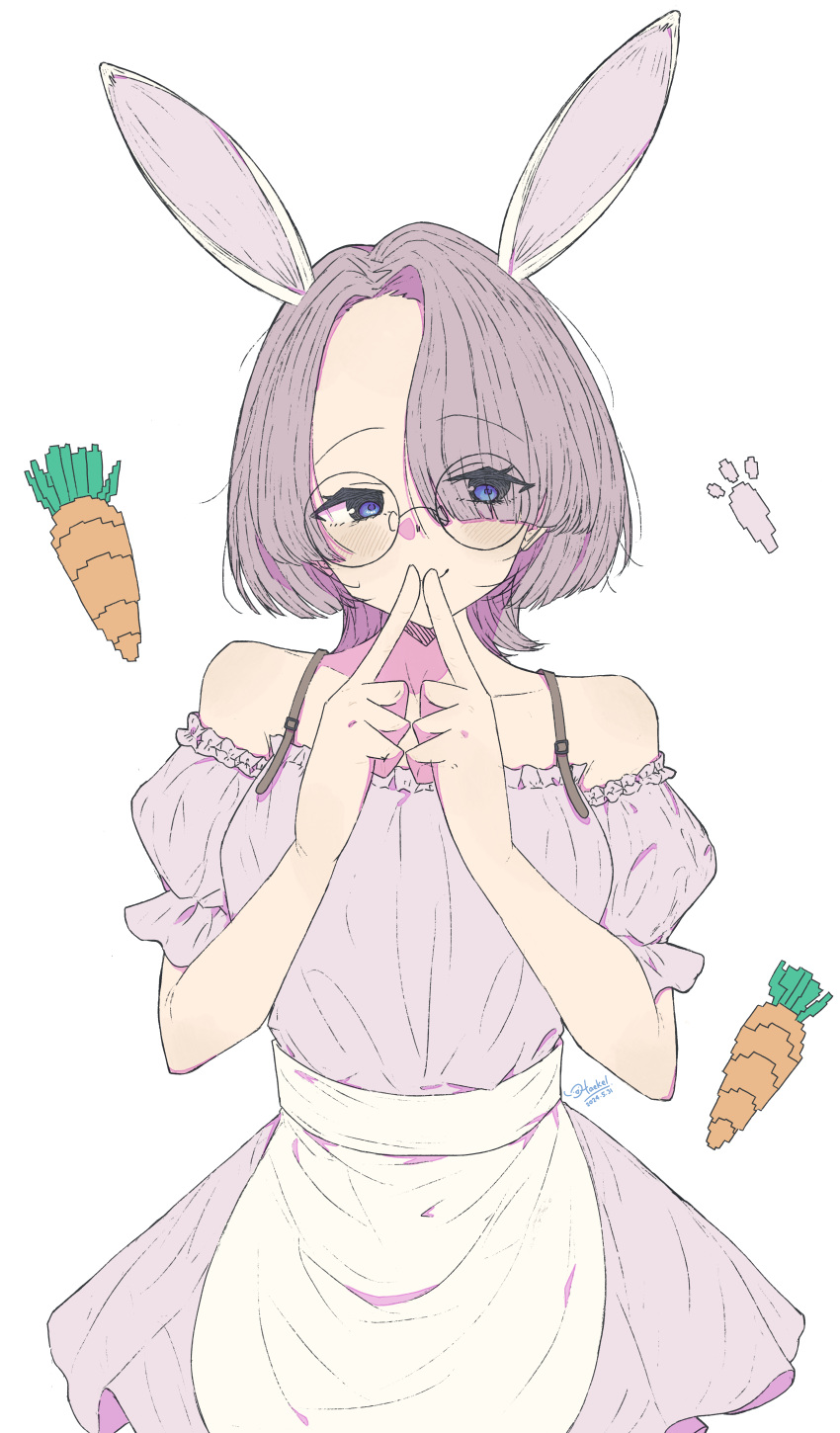 Safebooru - 1girl absurdres alternate costume animal ears apron arimura mao asymmetrical bangs ...