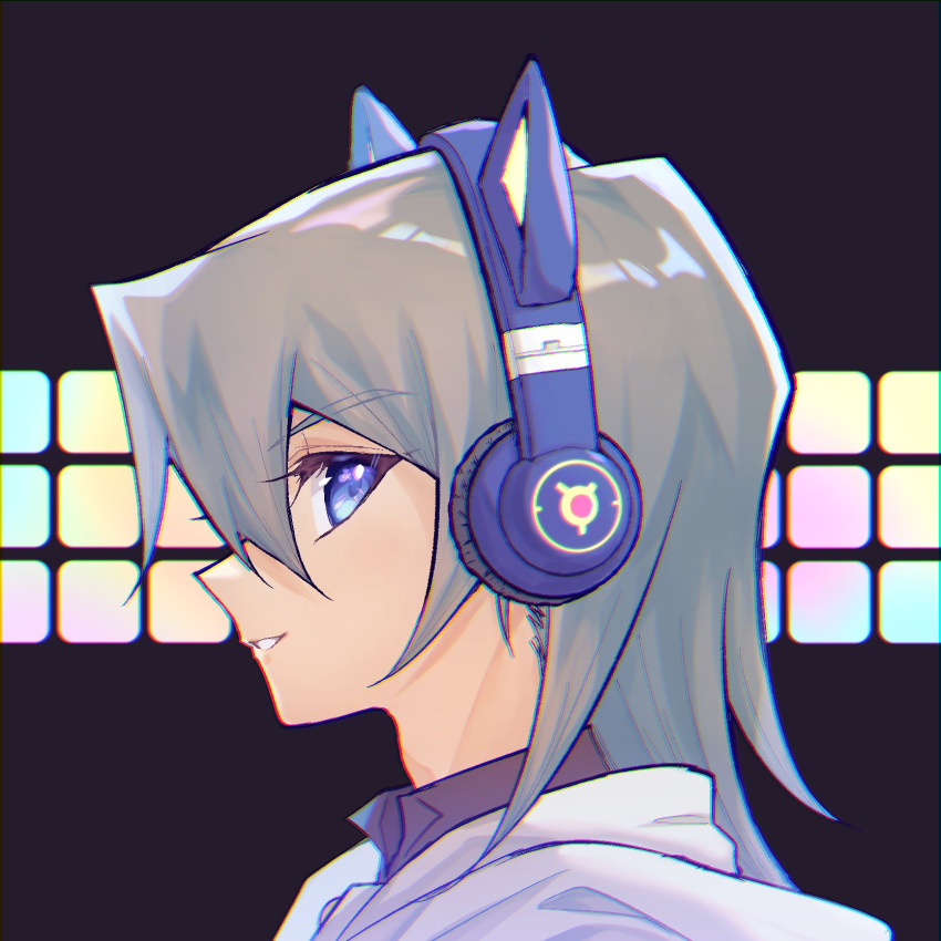 Safebooru - 1boy animal ear headphones animal ears black background ...