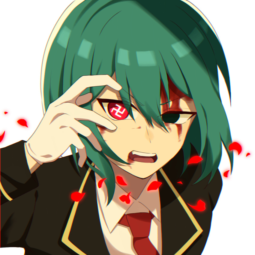 Safebooru - 1other black jacket blood blood on face collared jacket ...