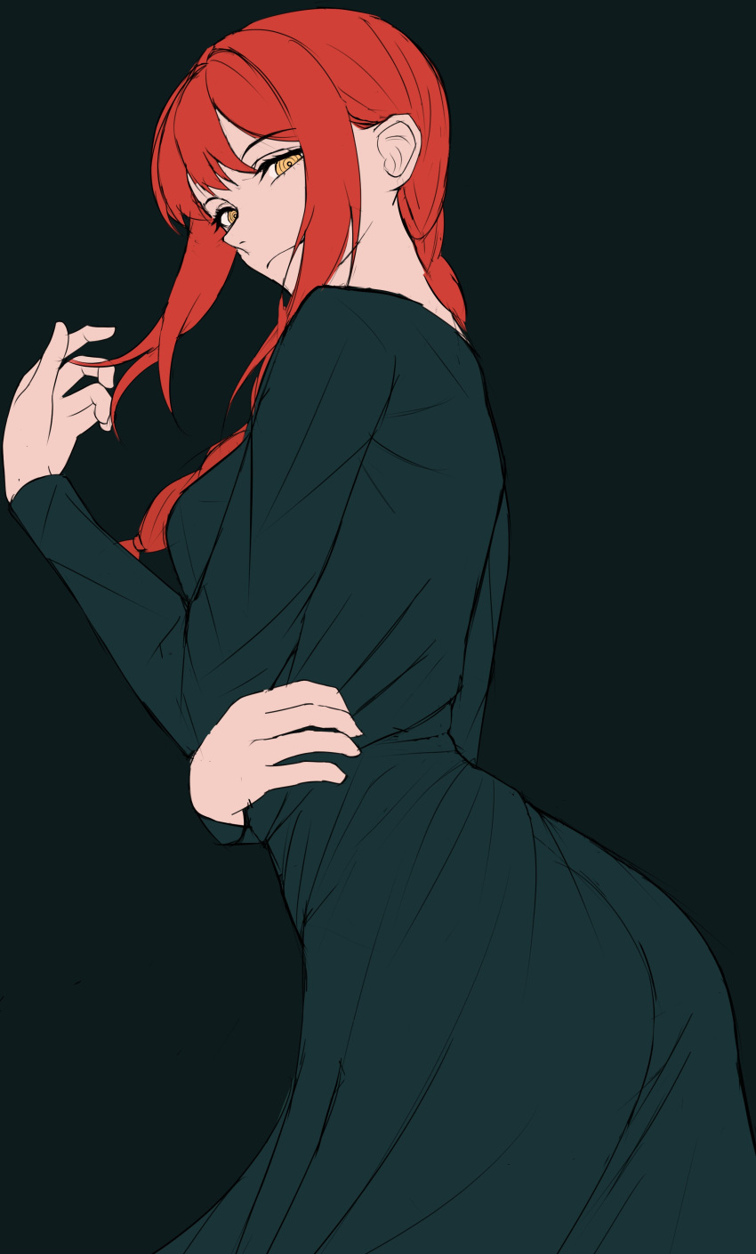 Safebooru - 1girl absurdres arm around waist black dress braid braided ponytail breasts ...