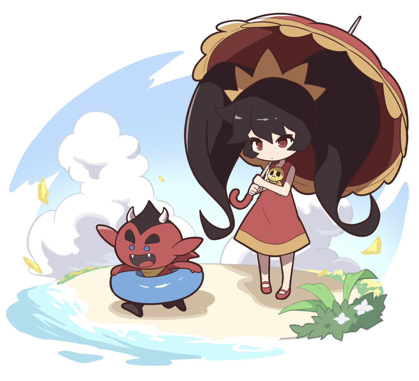 Safebooru - ashley (warioware) beach big hair blue sky clouds day demon ...