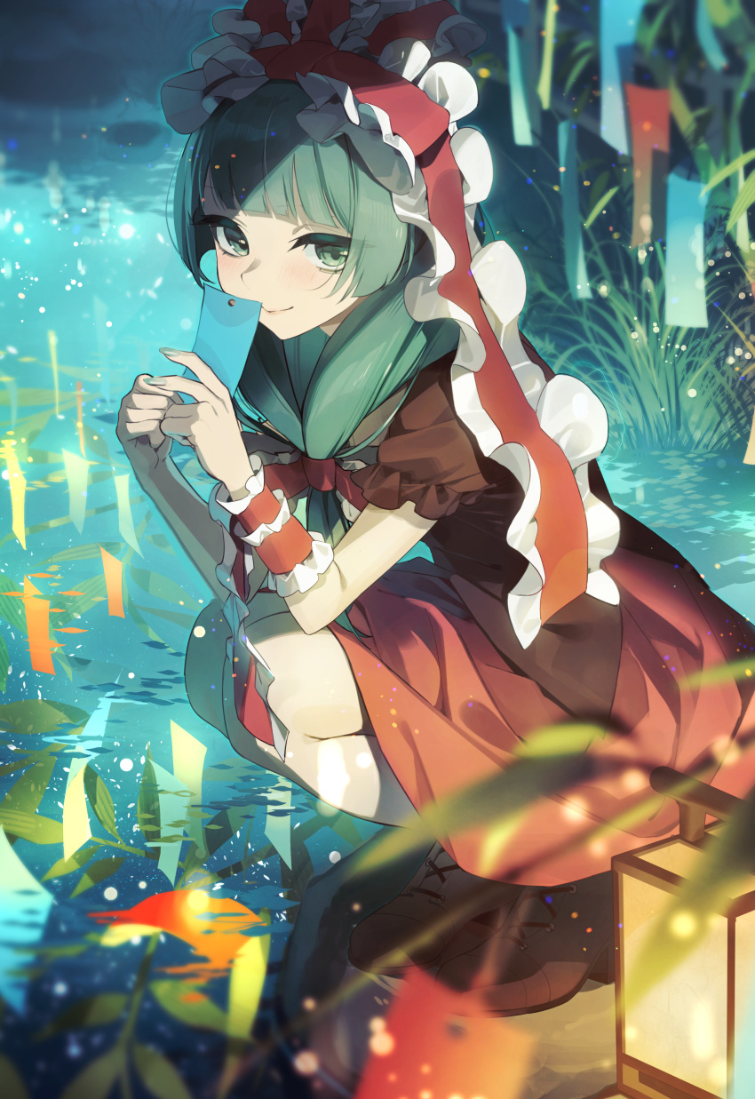 Safebooru - 1girl absurdres andon (lighting) arm ribbon blunt bangs boots bow frilled bow ...