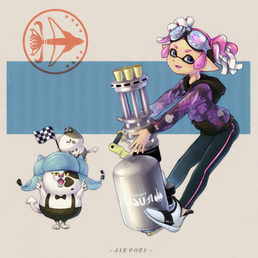 Safebooru - 1girl black pants full body goggles goggles on head highres ...